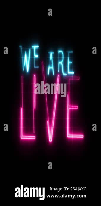 vertical Now Streaming text lower thirds purple neon 3d animation Live ...