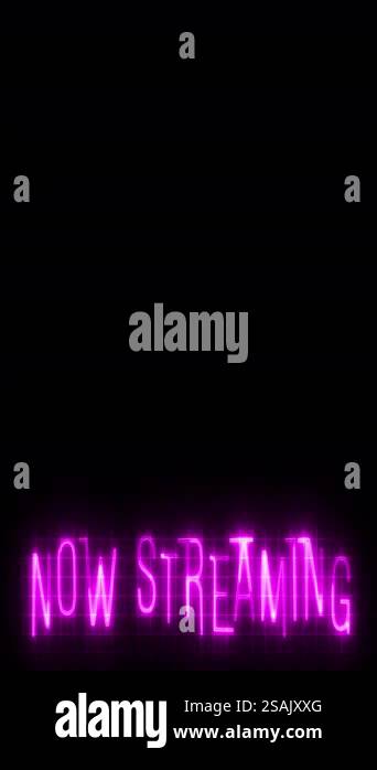 vertical Now Streaming text lower thirds purple neon 3d animation Live ...