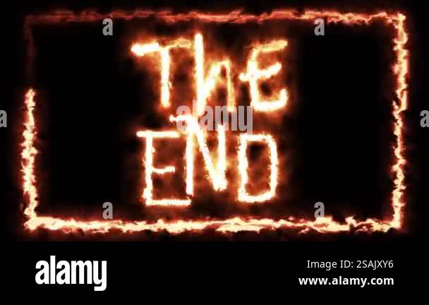 the end text written with fire overlay. High quality 4k footage Stock ...