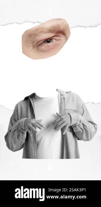 Surreal design of faceless figure with expressive eye and teardrop ...