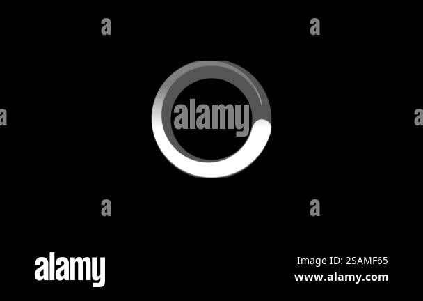 Refresh, Reload, Update, icon animation on black screen, white color ...