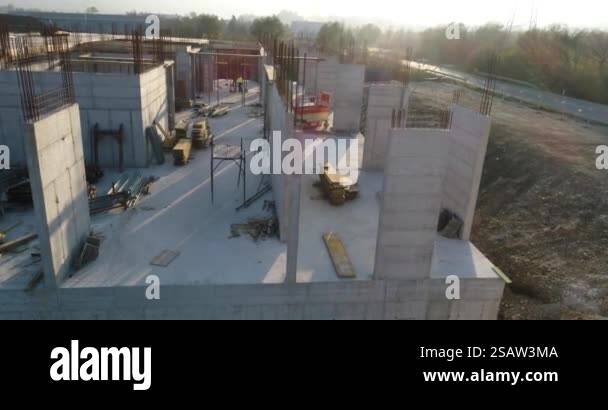 The process of building a modern hospital, footage of a hospital under ...