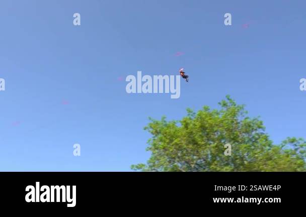crossing the sky in the zip line Stock Video Footage - Alamy