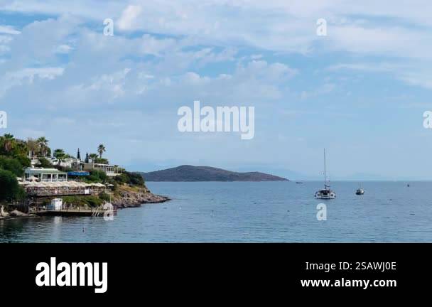 Coastal landscape in Bodrum, Mugla, Turkey featuring a rocky shoreline ...