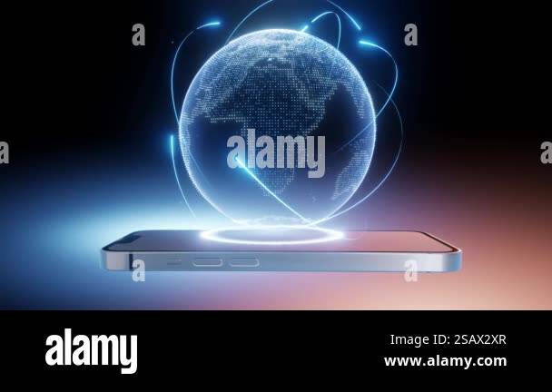 Smartphones make communication around the world connected. globe on ...