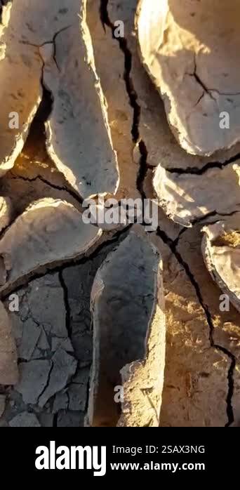 Dramatic effects of severe drought on the land, extensive cracking and ...
