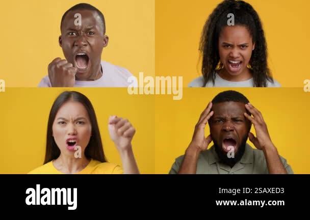 Four individuals display a range of intense emotions, showcasing both ...