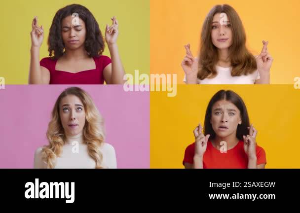 A collection of diverse women showing various emotions through gestures ...
