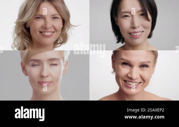 Four women with varying hair colors and styles display smiles and ...