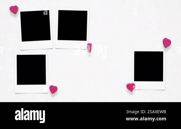 Instant Photo Frames With Alpha And 3D Floating Hearts On Paper ...