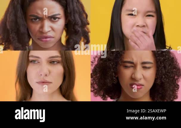 A collection showcases diverse individuals displaying various emotions ...