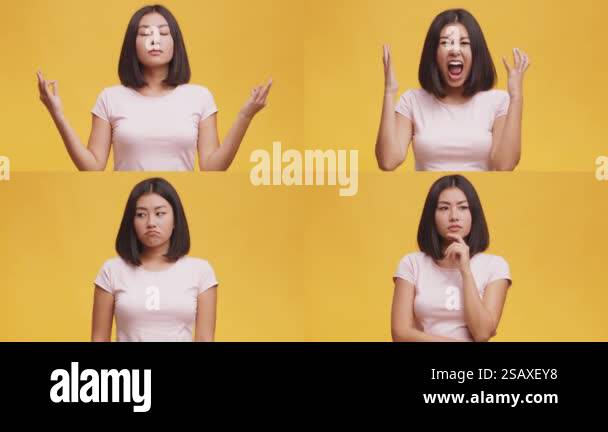 A collection of diverse faces showing a range of emotions. Four ...