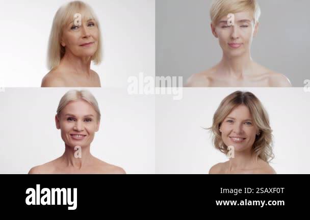 Four women with varying hairstyles and expressions are captured in a ...