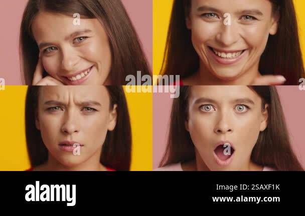 Four distinct emotional expressions showcase the diversity of feelings ...