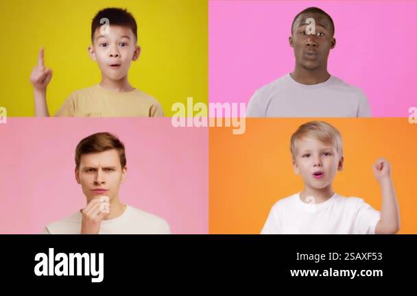 A collection of diverse individuals showcases a variety of gestures and ...