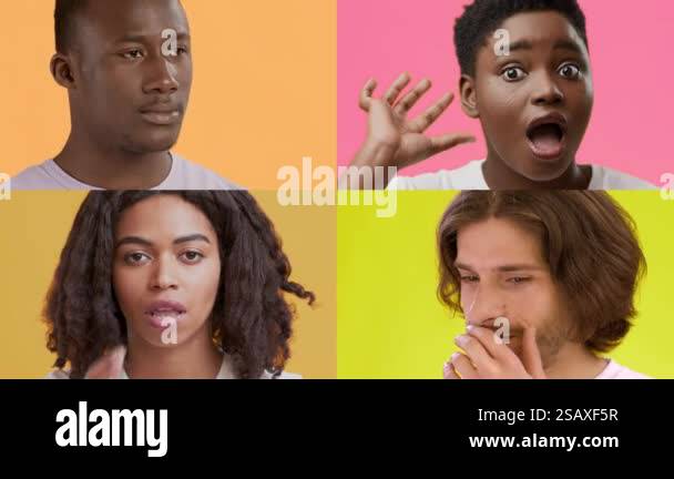 A collection of diverse individuals showcases a range of emotions ...
