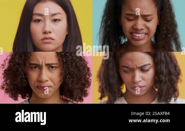 A collage features four individuals showcasing distinct emotional ...