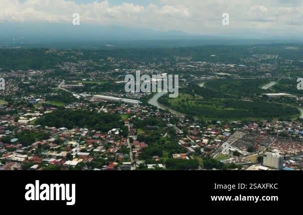 Aerial landscape of beautiful commercial buildings. Davao City ...