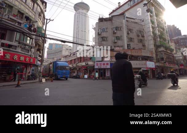 Shanghai, China. January 7, 2025. view of the streets in a traditional ...