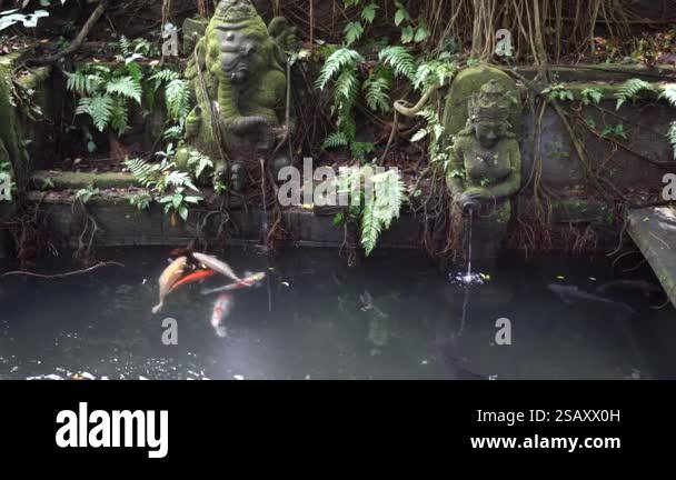 Water spring hindu temple at sacred monkey forest. Ubud, island Bali ...