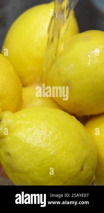 Juicy fresh lemons falling into water, organic fruit vitamins, healthy ...