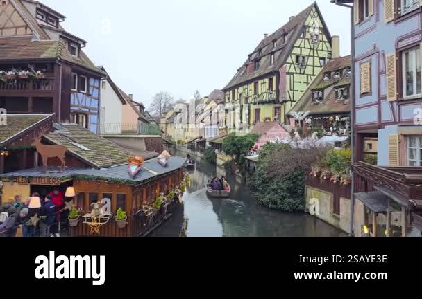 Colmar, France - 30 December, 2024: People walking in Little Venice ...