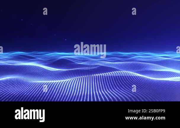 Abstract luminous waves with glowing light and particles, smooth motion ...
