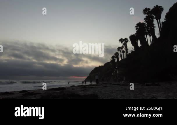 Sunny Southern California beach scenes with sunset silhouettes, surfers ...