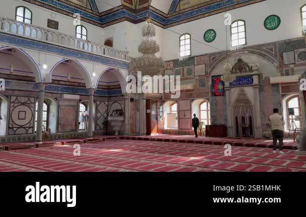 Acre, Israel January 23, 2025, Interior with a red carpet inside The el ...