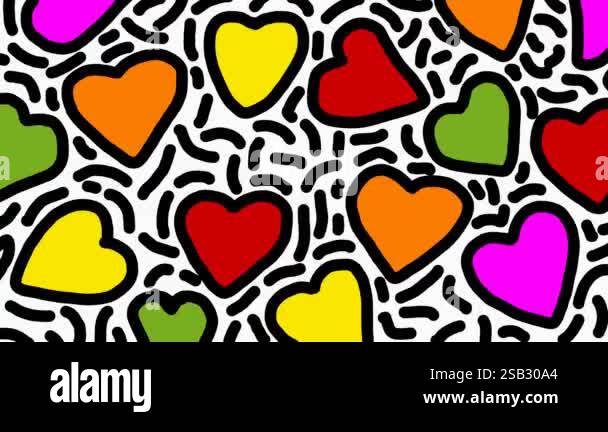 This is a motion graphic animation of a colorful wiggly hand drawn ...