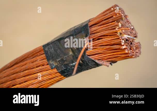copper wires with visible details. background or texture Stock Video ...