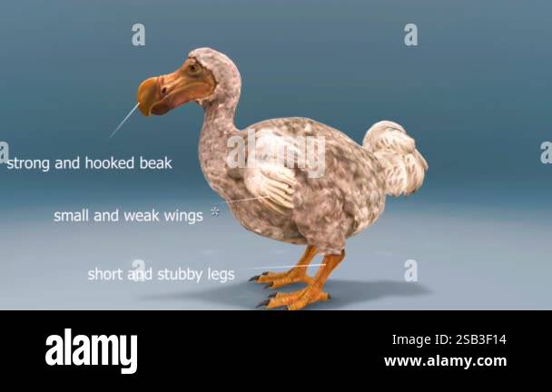 3D model of a dodo skeleton, highlighting its bone structure, size, and ...