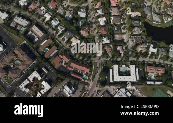 Drone top down view of suburb in Naples. Elements of Florida suburbs ...