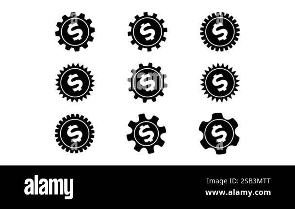 Rotating Gears with Dollar Signs. 4K Video motion graphic animation ...