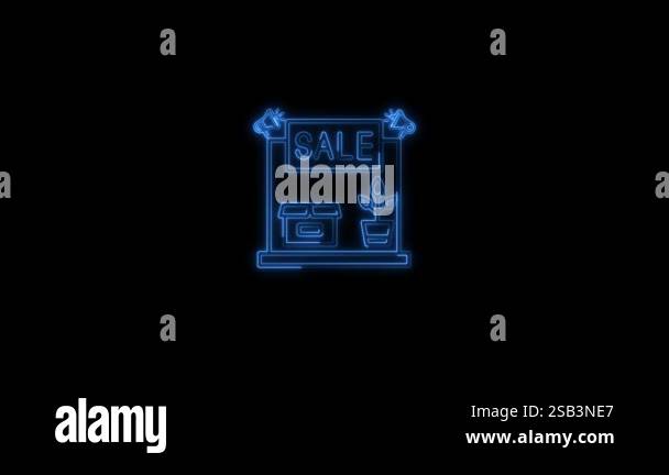 Neon line garage sale animation concept blue color, suitable for ...