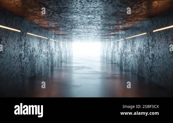 60 fps 4k looping video of A futuristic corridor with textured walls ...