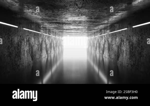 60 fps 4k looping video of A long, narrow corridor with textured ...