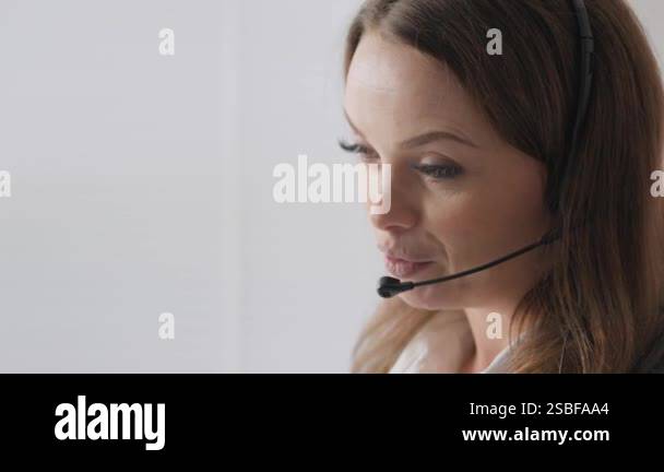 A professional customer service representative with a headset is ...