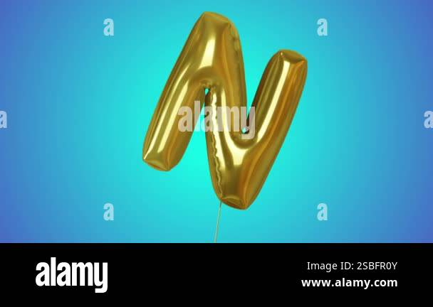 3d animated balloon N letter with alpha matte Stock Video Footage - Alamy