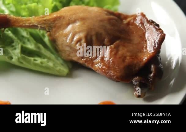 Duck leg confit baked bird meat fresh tasty food dish delicious gourmet ...