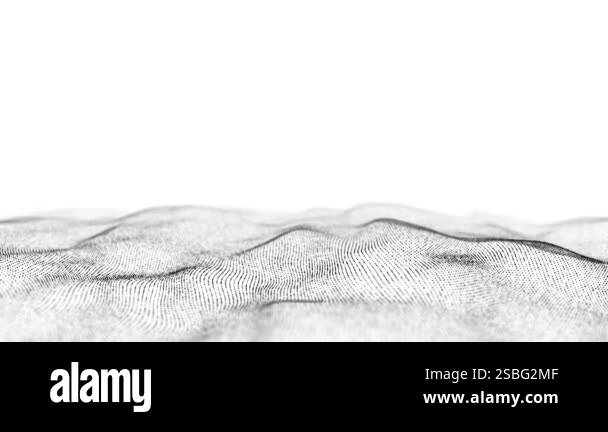 Digital technology white wave. Light cyberspace with motion dots ...