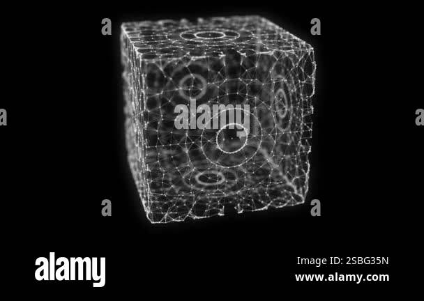 Space futuristic cube. Network connection structure cyberspace with ...