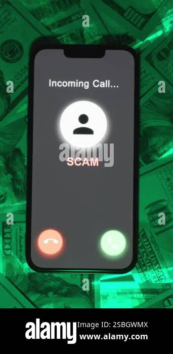 Vertical video. Centered View of a Smartphone Displaying an Incoming ...
