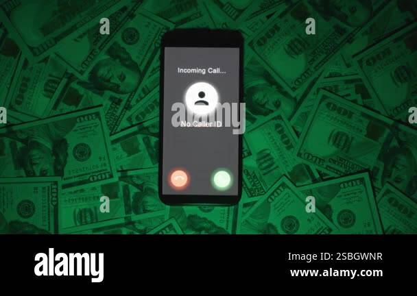 Centered Shot of a Smartphone Displaying an Incoming Call Screen ...