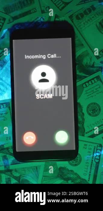 Vertical video. Overhead Shot of a Smartphone Displaying an Incoming ...