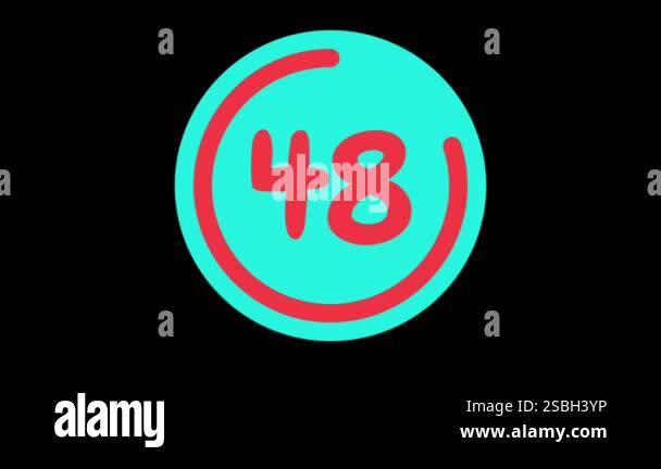 60 seconds countdown timer in teal circle with red circle countdown on black background Stock ...