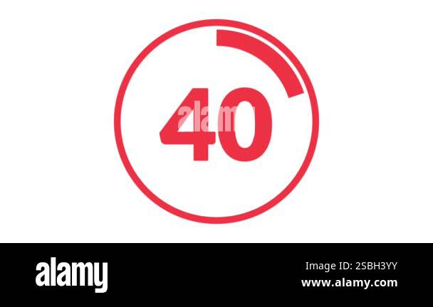 50 seconds countdown timer with red numerals inside red circle ...