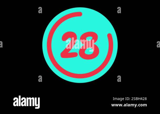 35 seconds countdown timer in teal circle with red circle countdown on black background Stock ...