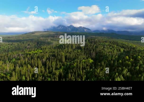 The breathtaking aerial view of beautiful Tantra mountains and ...