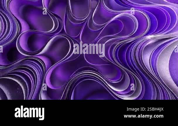 Purple and white stripes interweaving, generating fluid abstract ...